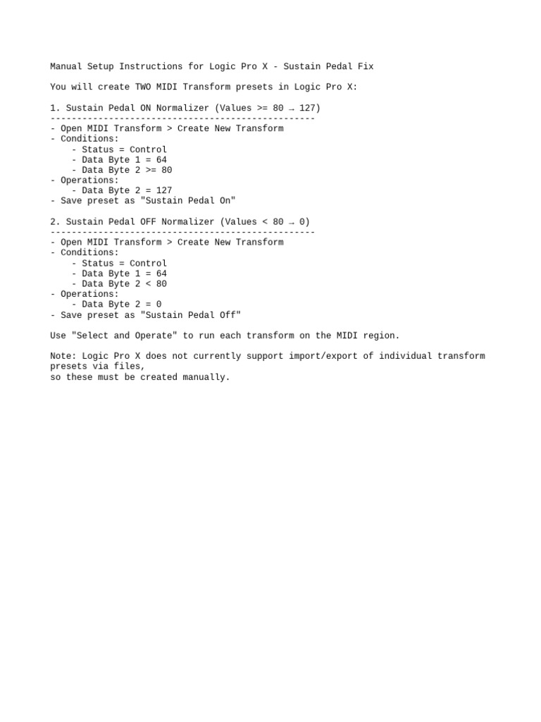 Sustain Pedal Transform Instructions | PDF