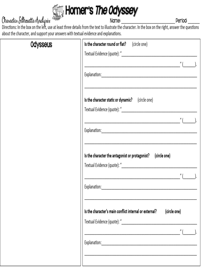 The Odyssey Character Sketch | PDF | Odyssey | Homer