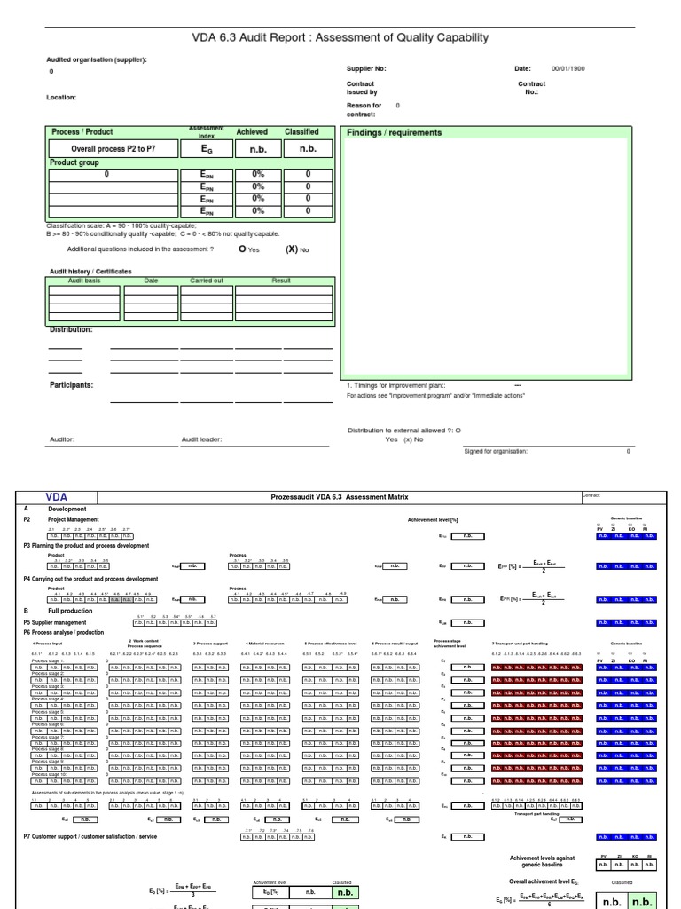 VDA 6.3 Audit Report Assessment Quality Capability | PDF | Audit ...
