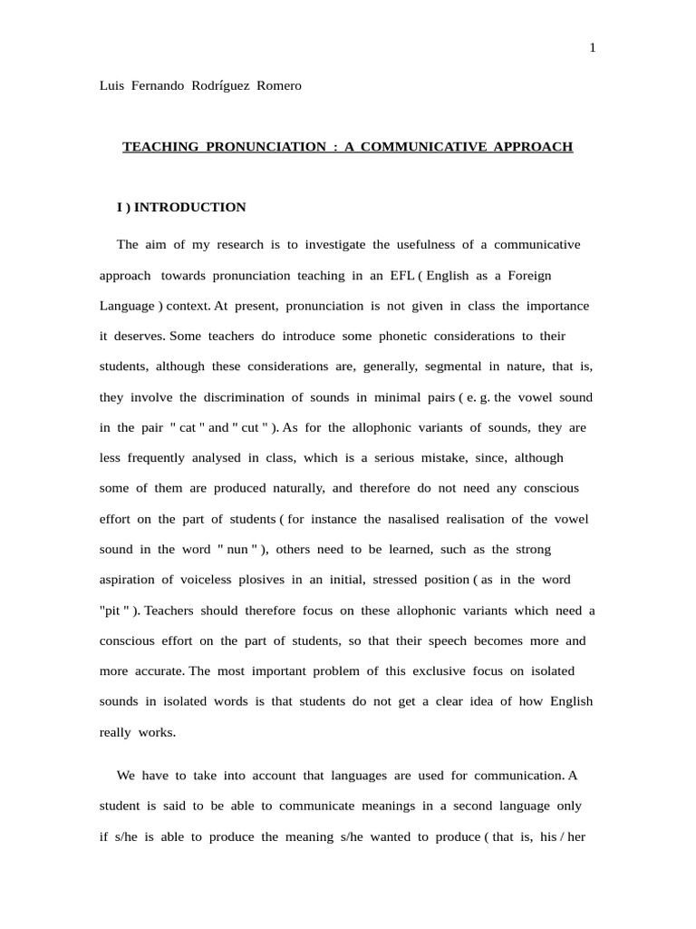 Teaching Pronunciation. A Communicative Approach | PDF | Stress ...