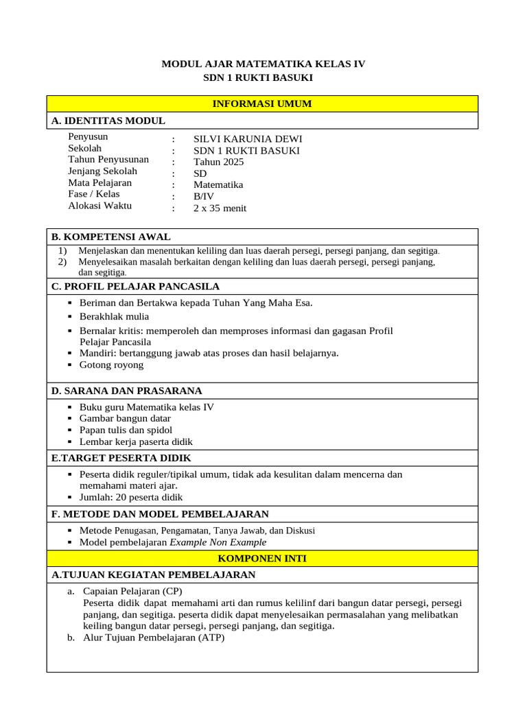 Modul Ajar Siklus 2 | PDF