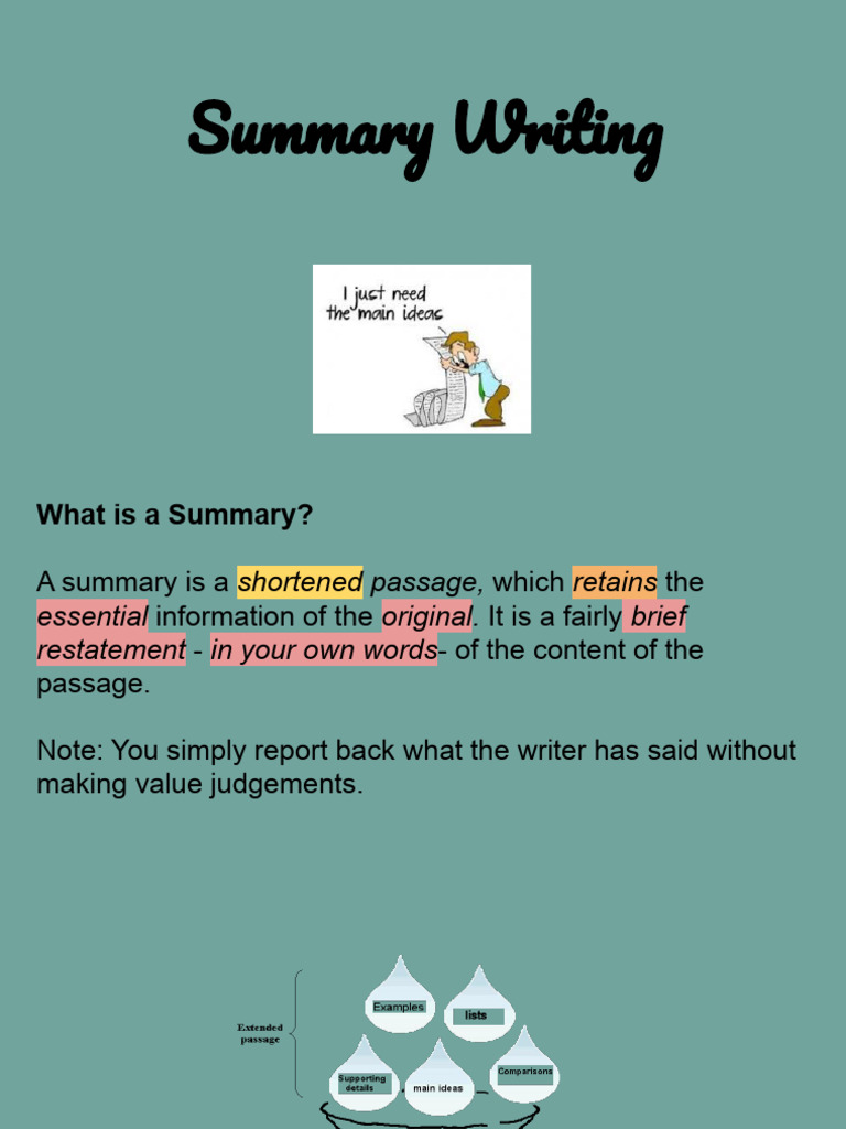 Powerpoint- Summary Writing | PDF