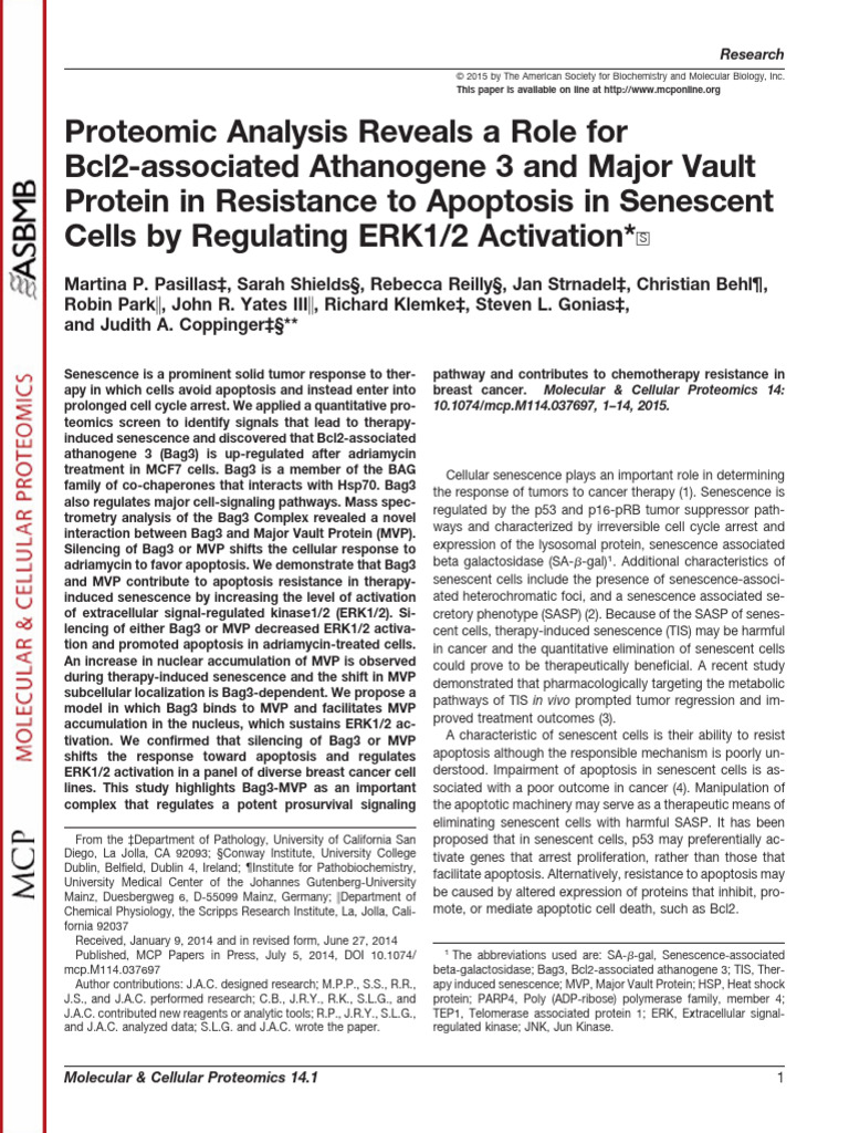 Proteomic Analysis Reveals | PDF | Apoptosis | Mass Spectrometry