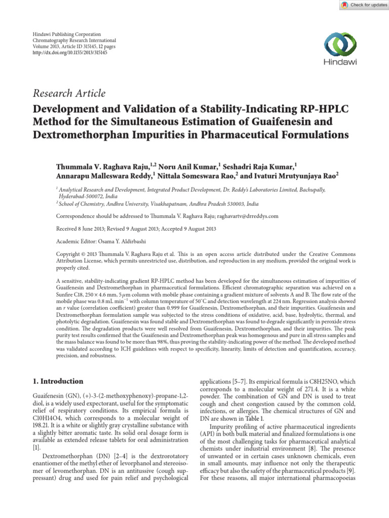 RP-HPLC Method for Guaifenesin and Dextromethorphan | PDF | Detection ...