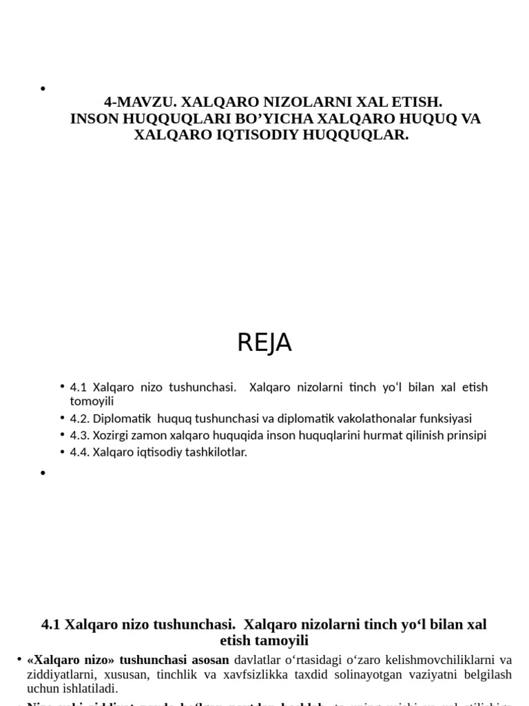 4 Mavzu Xalqaro Nizo | PDF