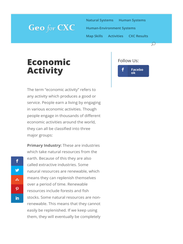 Economic Activity - Geo For CXC | PDF