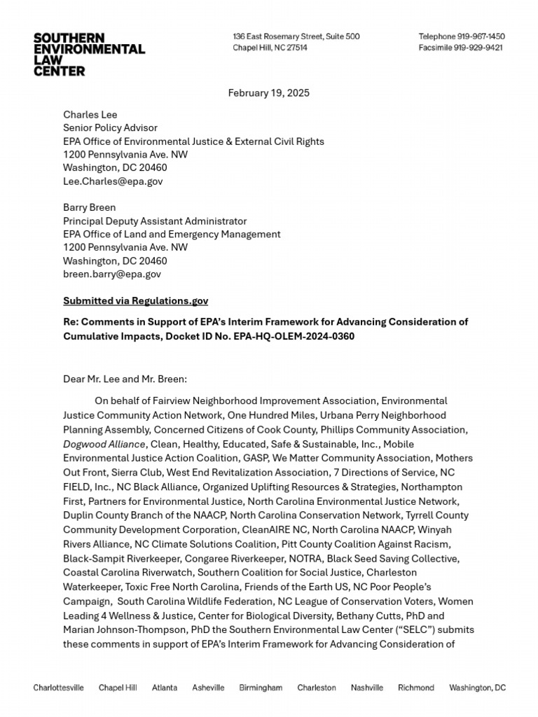 2025-02-19 - Interim Framework Cumulative Impacts Comments | PDF ...