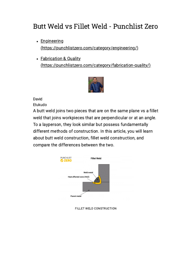 Butt Weld Vs Fillet Weld - Punchlist Zero | PDF | Welding | Construction