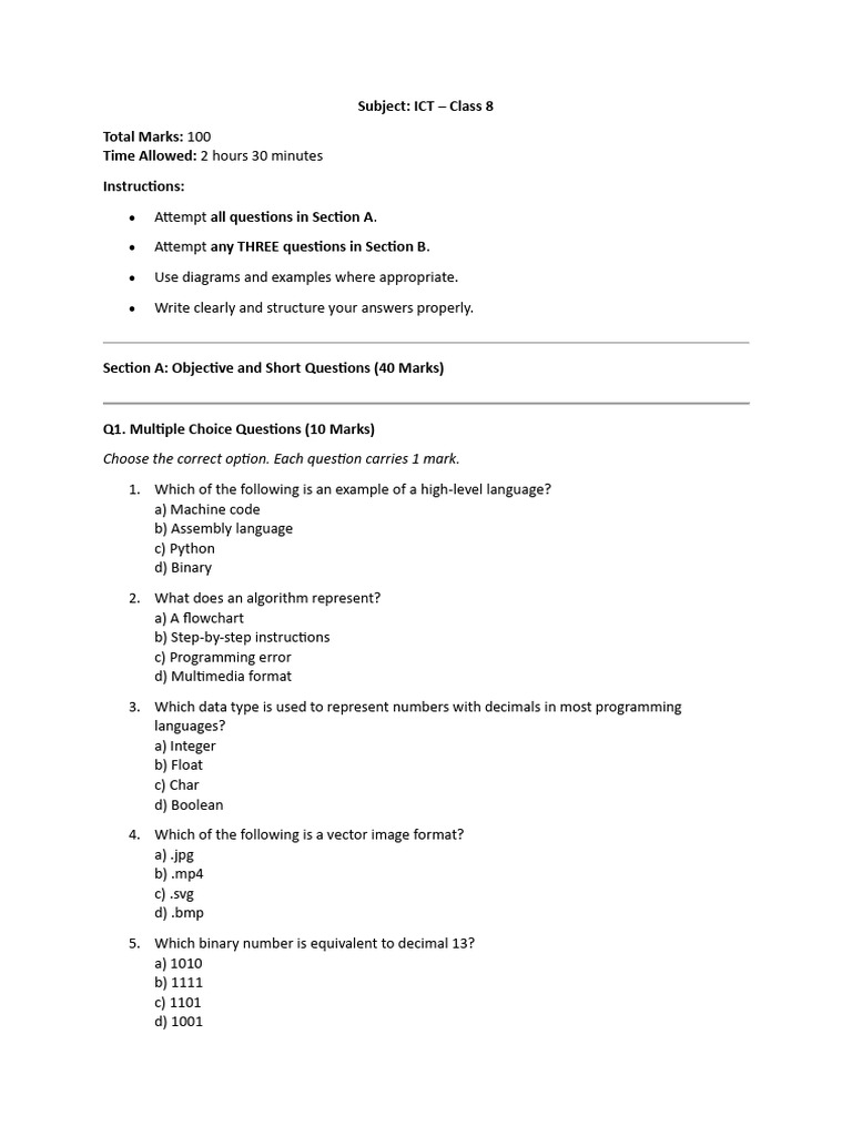 ICT Class 8 | PDF | Data Compression | Programming Language
