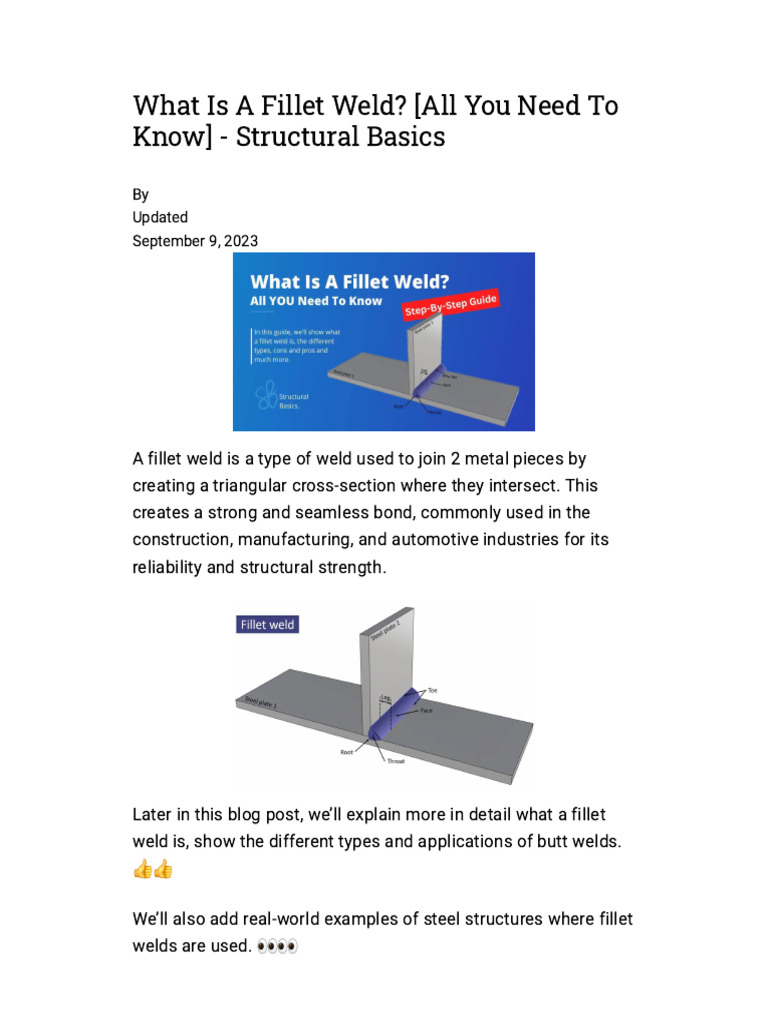 What Is A Fillet Weld - (All You Need To Know) - Structural Basic | PDF ...