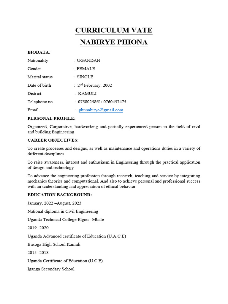 CURRICULUM VATE Final (Replica) | PDF | Engineering