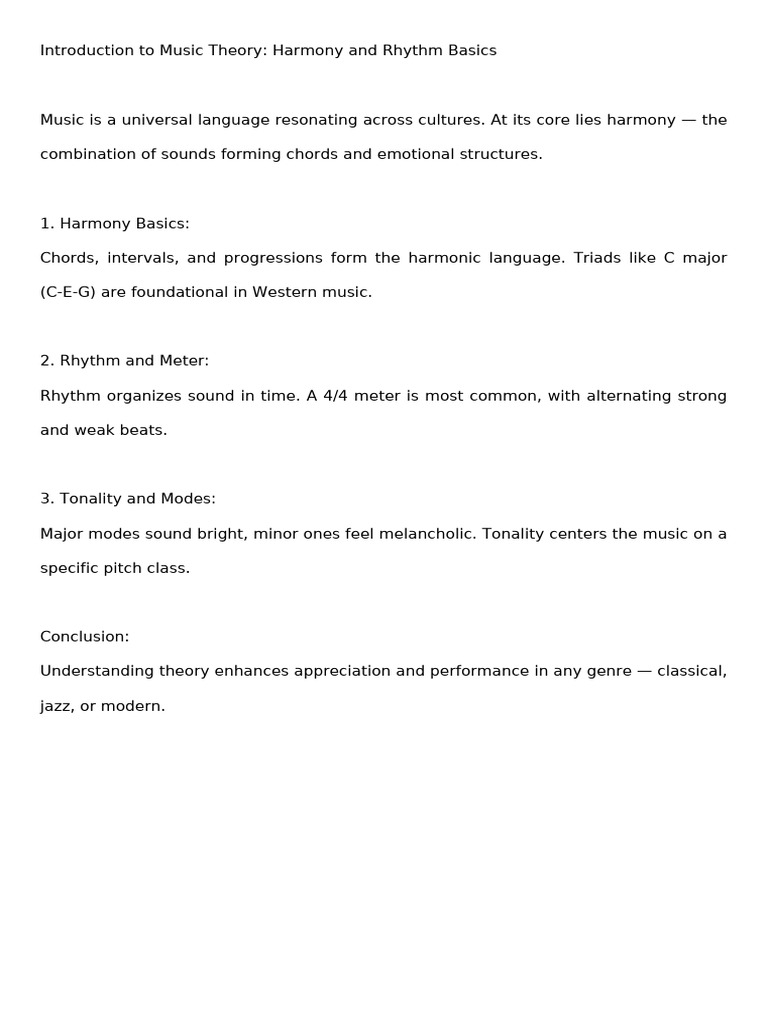 Music Theory: Harmony & Rhythm Basics | PDF