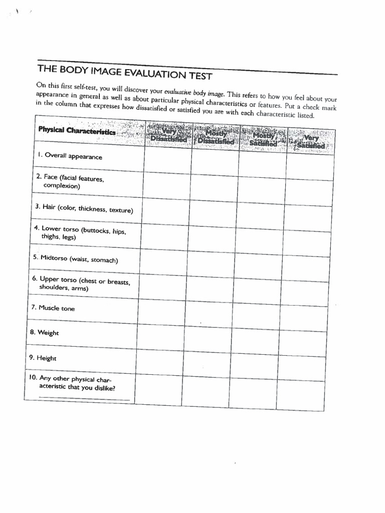 Body Image Questionnaire | PDF