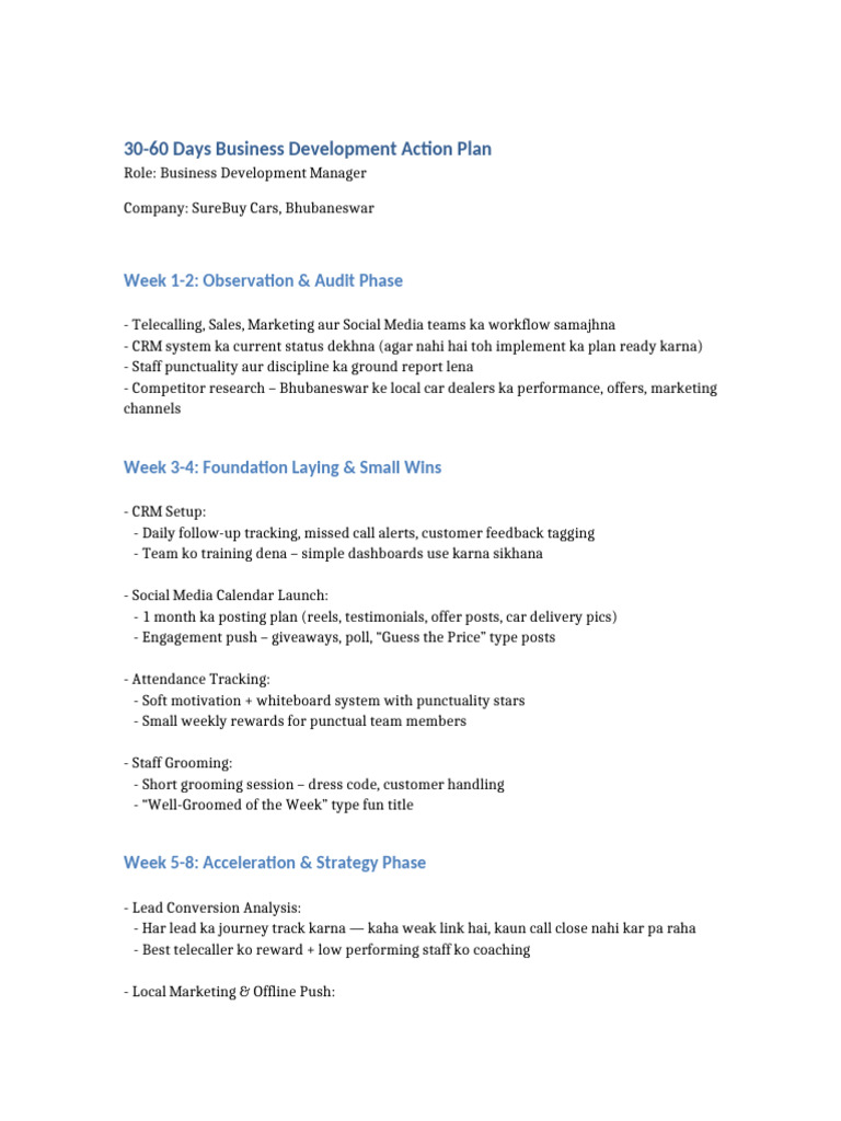 SureBuy_BDM_30-60_Day_Action_Plan | PDF