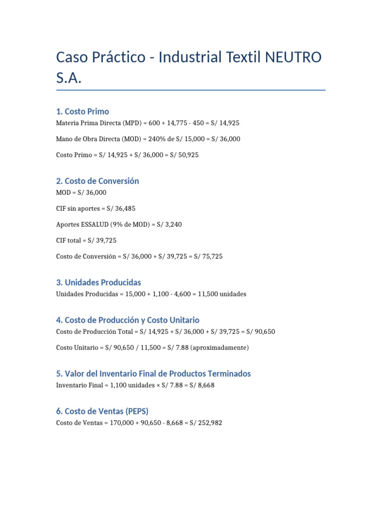 Caso Practico Resuelto NEUTRO | PDF