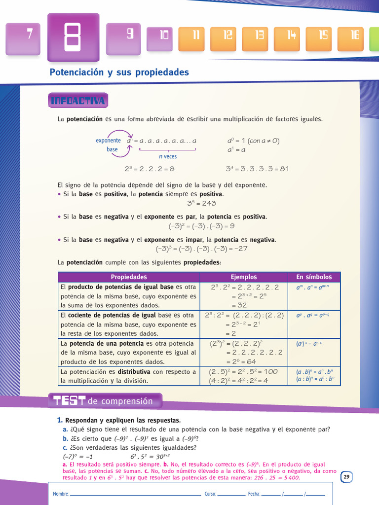 Potenciación Enteros | PDF | Exponenciación | Multiplicación