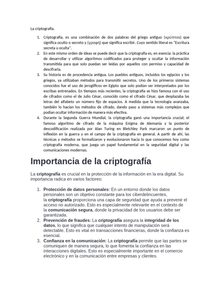 La Criptografía | PDF | Criptografía | Clave (criptografía)
