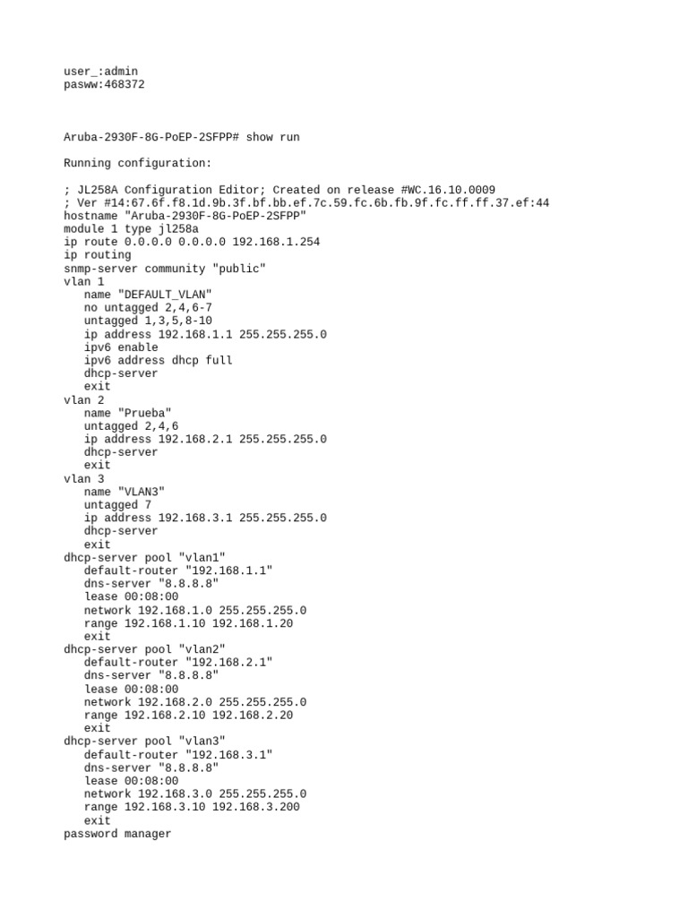 Aruba Demo DHCP 3 Vlan | PDF