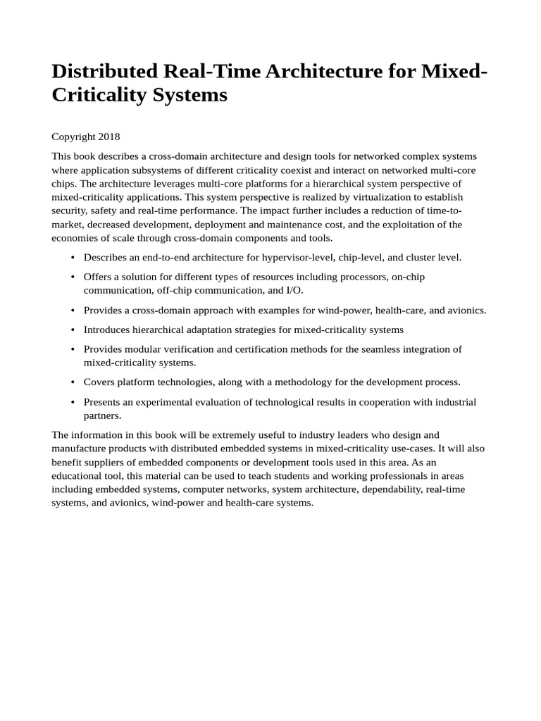 Distributed Real-Time Architecture For Mixed-Criticality Systems | PDF