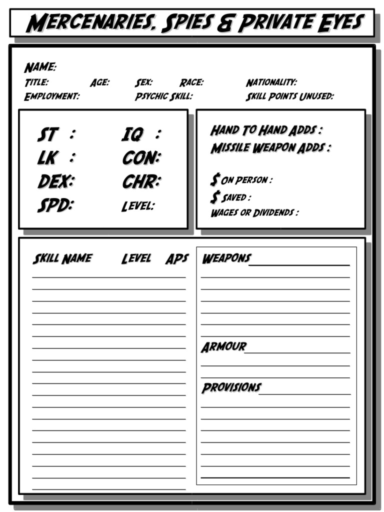 MSPE Character Sheet v1 | PDF