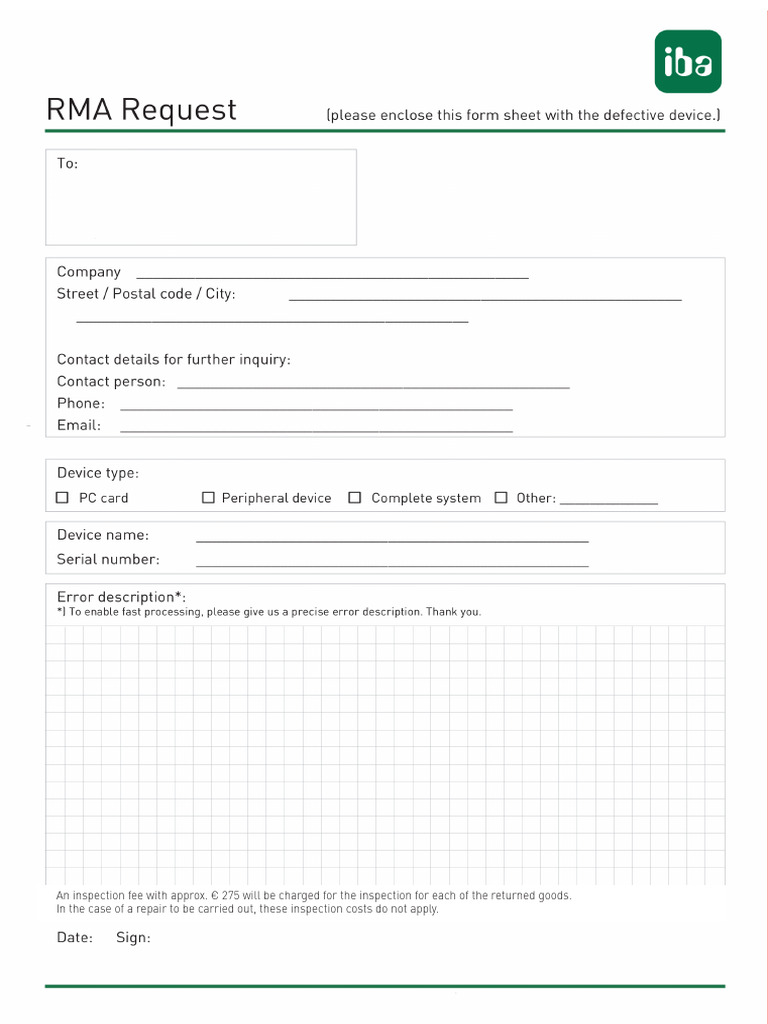 RMA Formular EN | PDF