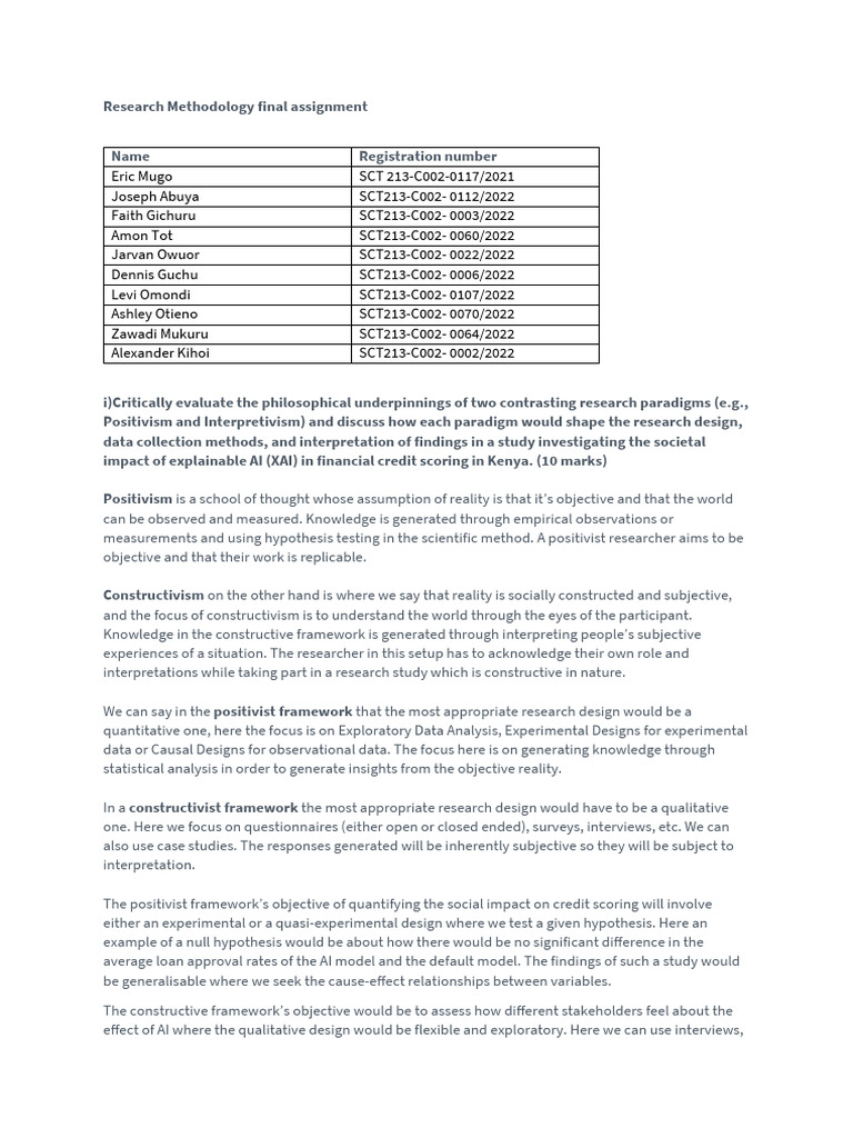 Research Methodology Final Assignment | PDF | Sampling (Statistics ...