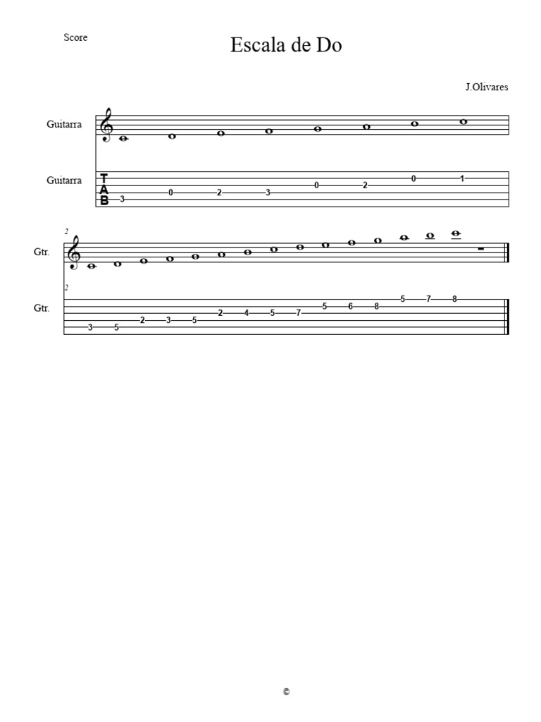 Escala de Do Guitarras | PDF
