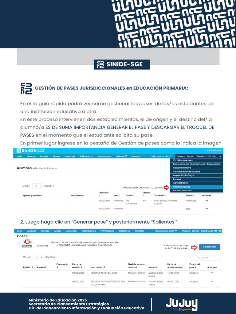 Gestión de Pases Jurisdiccionales en Educación Primaria | PDF