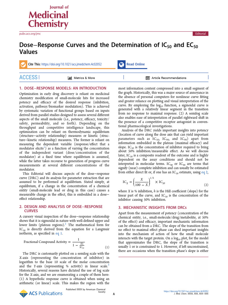 Dose-Response Curves: IC50 and EC50 Analysis | PDF | Enzyme Inhibitor ...