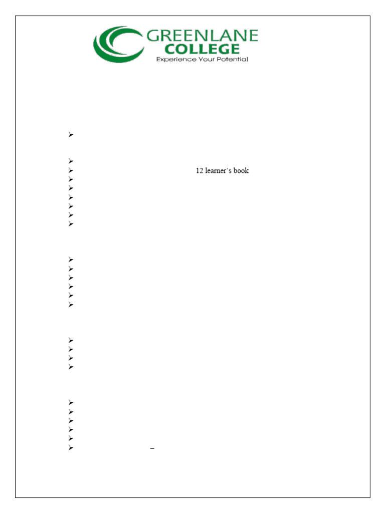 Greenlane College 2025 Stationery Lists | PDF | Paper | Printing Materials