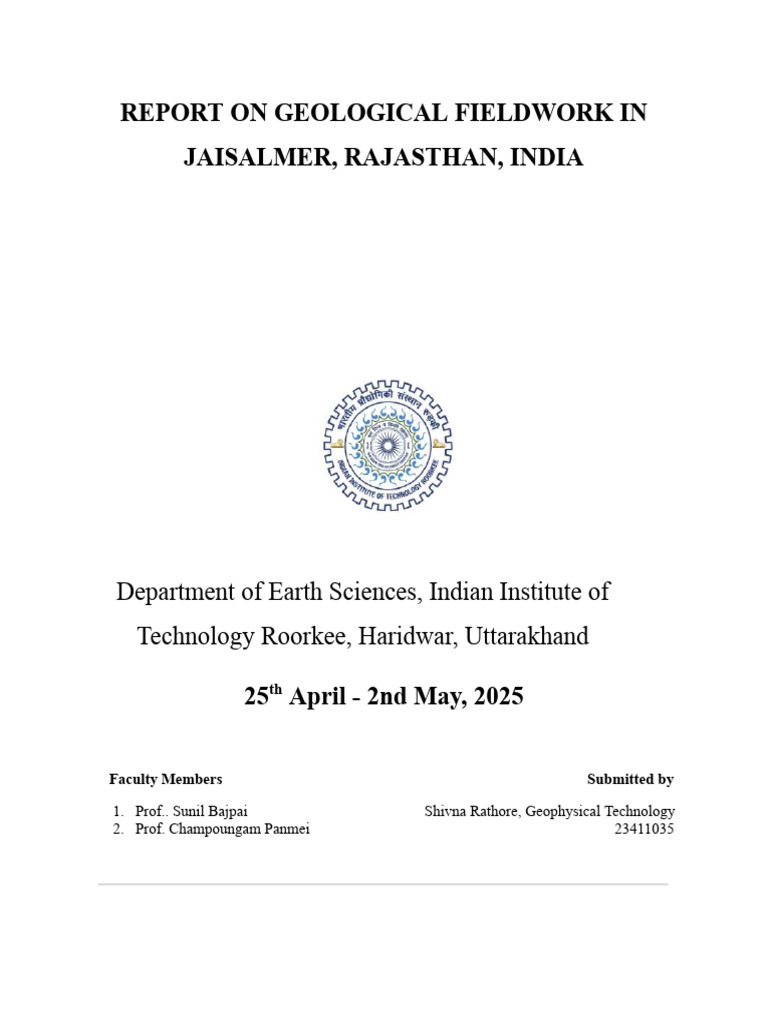 Field Report Stratigraphy Jaisalmer | PDF | Fault (Geology) | Limestone