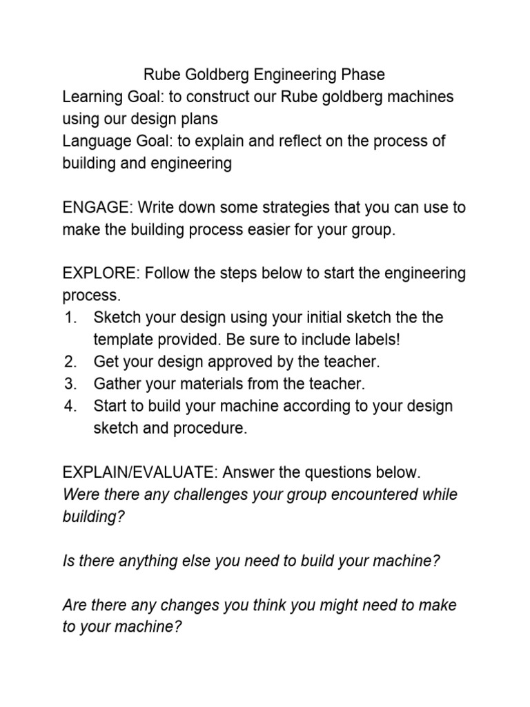 Rube Goldberg Engineering Phase | PDF