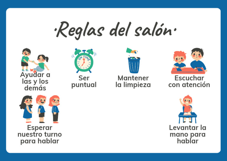 Póster para Imprimir Reglas Del Salón Simple Ilustrativo Multicolor | PDF