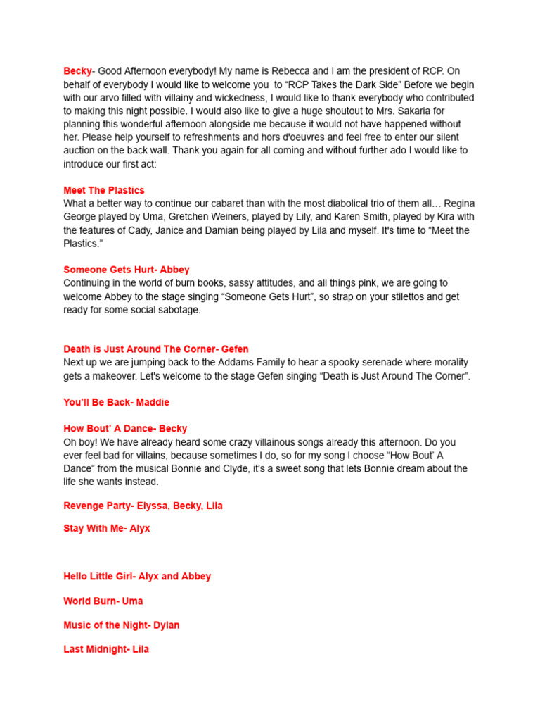 RCP Takes The Dark Side Script | PDF