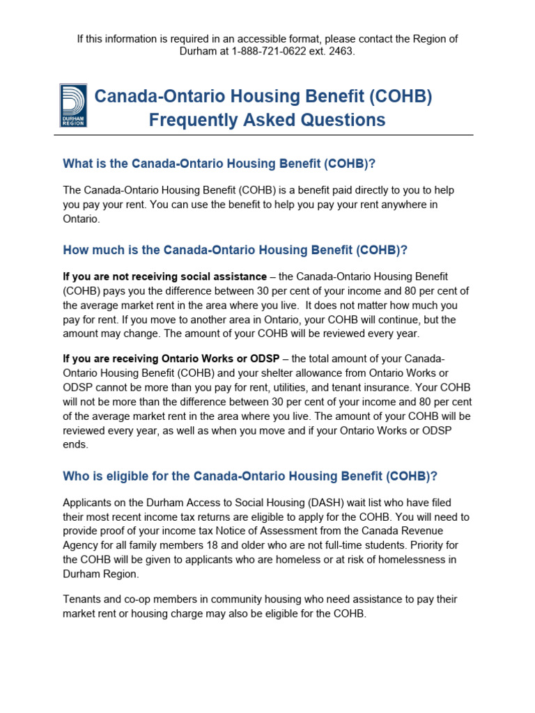 Canada-Ontario Housing Benefit Guide | PDF | Payments | Economies