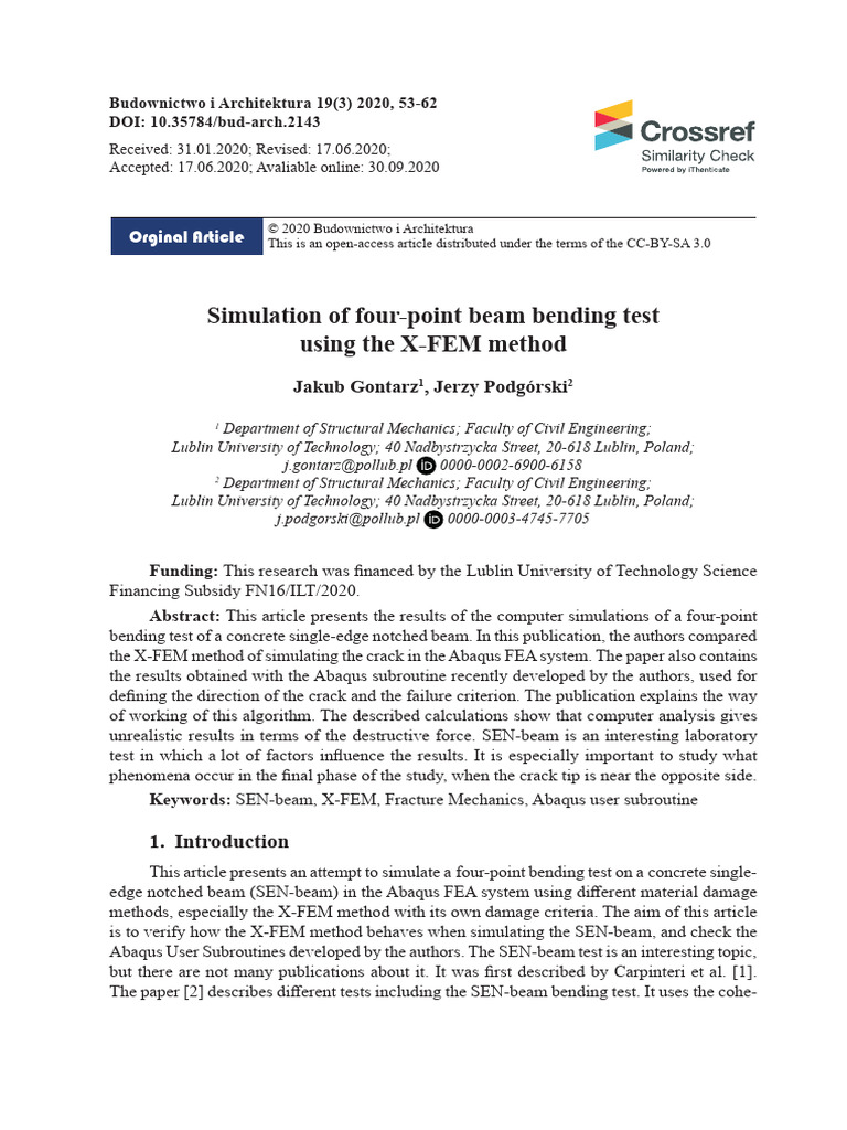 X-FEM Simulation of SEN-Beam Bending Test | PDF | Fracture | Finite ...