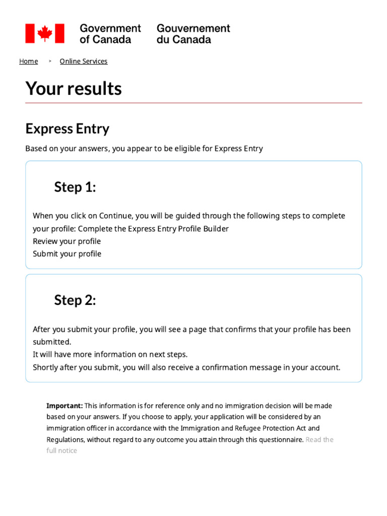 Your results - Immigration, Refugees and Citizenship Canada | PDF