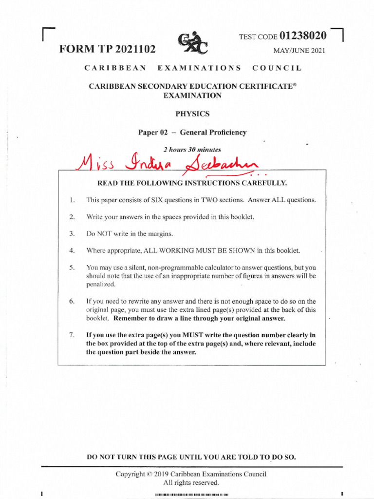 Physics June 2021 Paper 2 Solution | PDF | Temperature | Waves