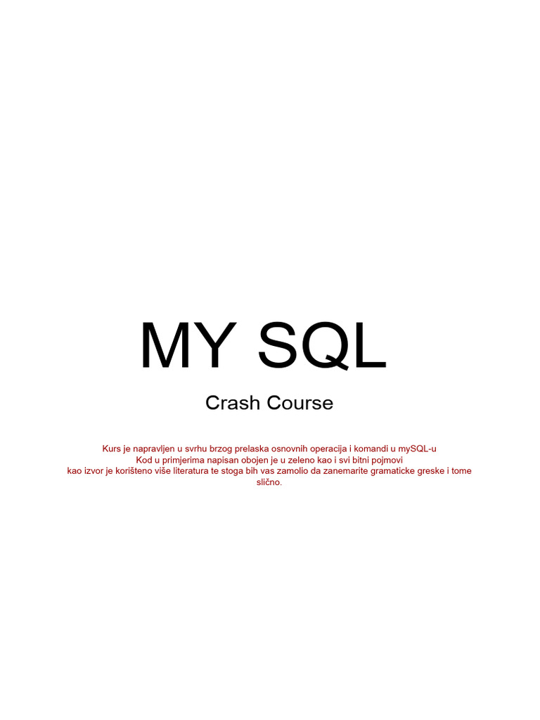 MY SQL Crash Course | PDF