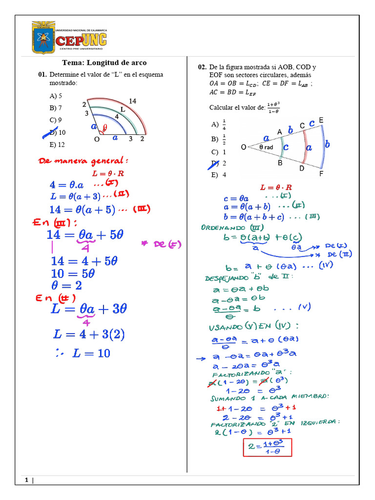Longitud de Arco y Áreas en Trigonometría | PDF | Matemáticas ...