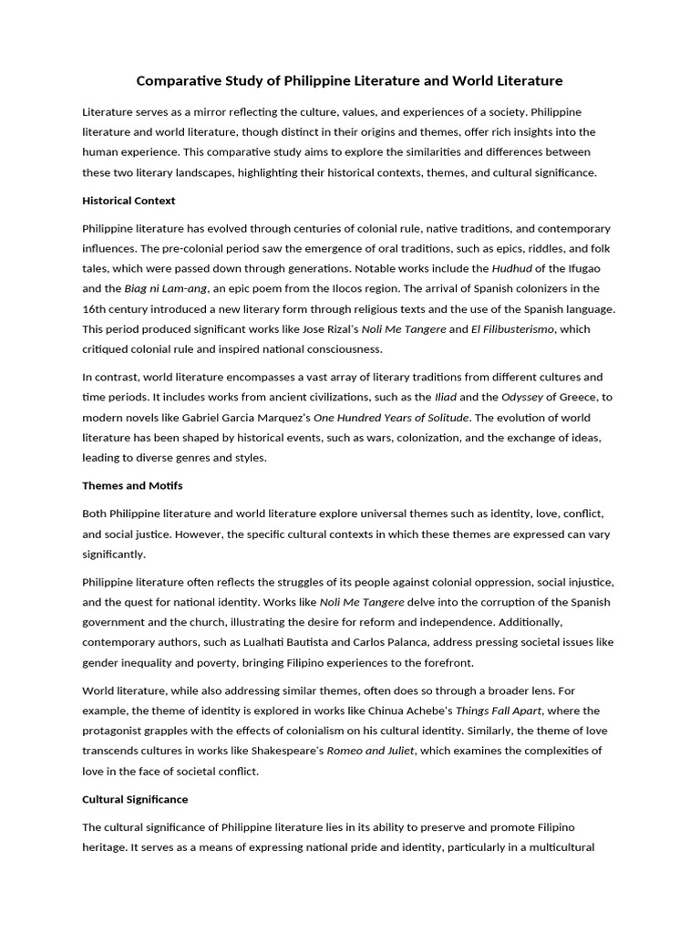 World Literature FINAL TASK | PDF | Philippines | Liberal Arts Education