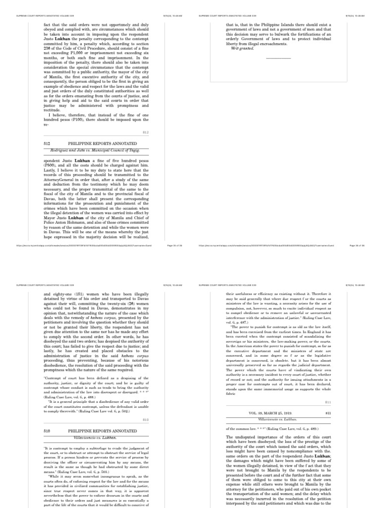 Supreme Court Contempt Ruling Summary | PDF | Contempt Of Court ...