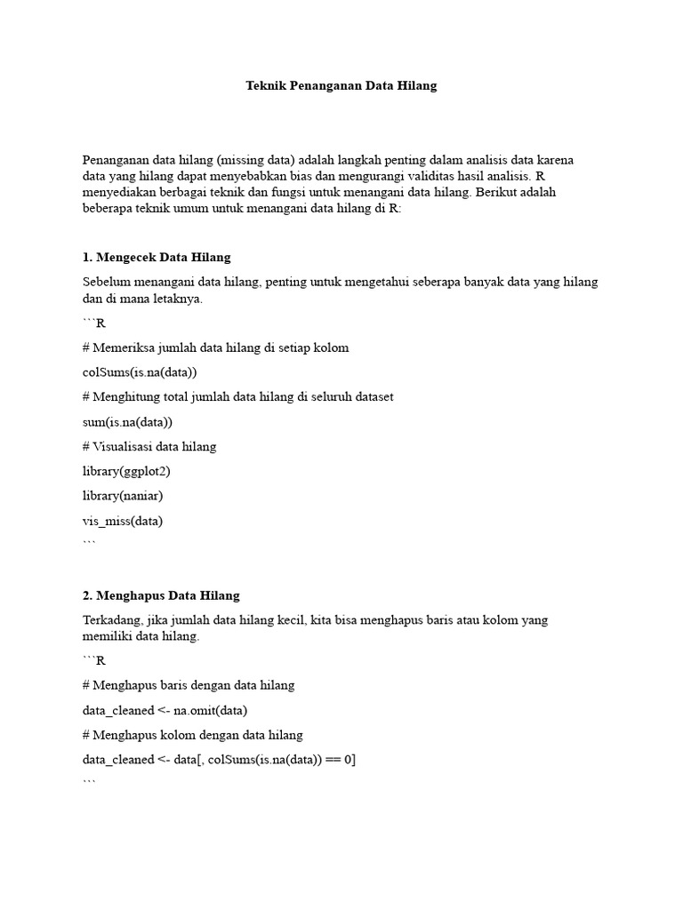 Teknik Penanganan Data Hilang | PDF