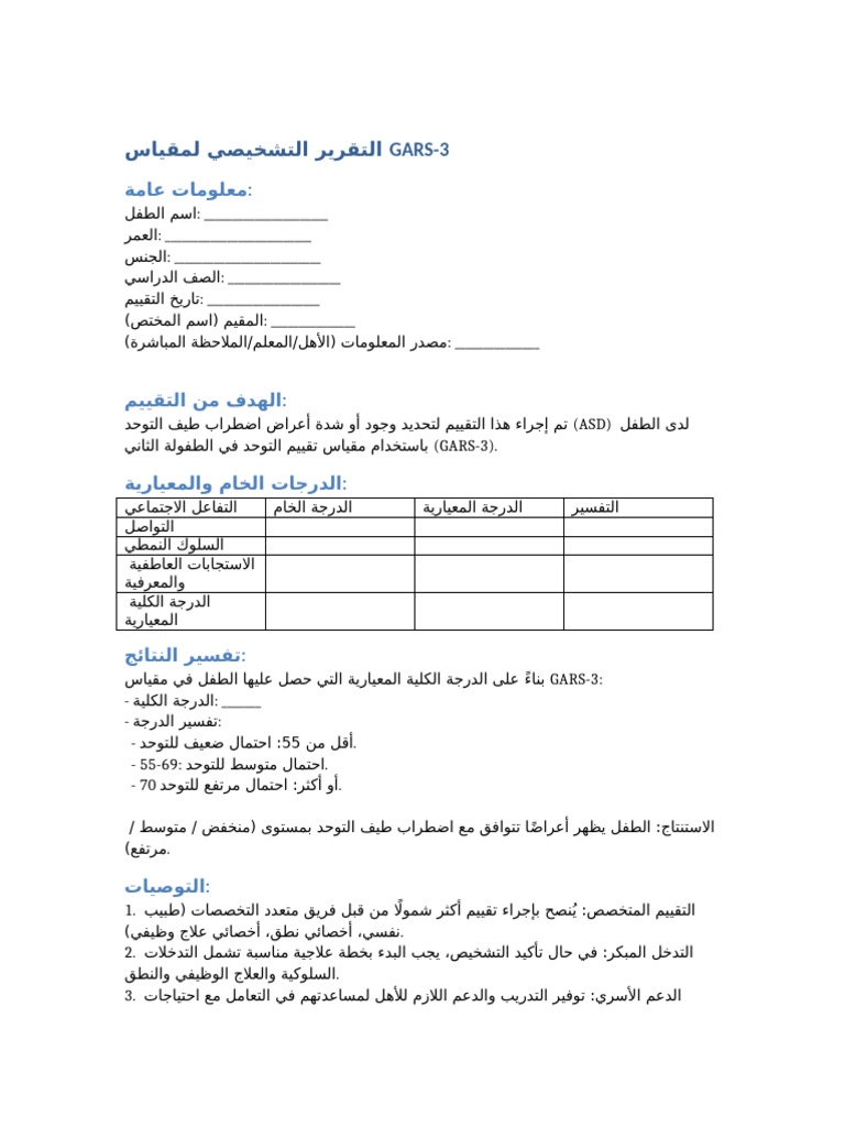 GARS-3_Report_Template | PDF