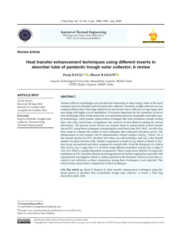 Heat Transfer Enhancement Techniques Using Different Inserts in ...
