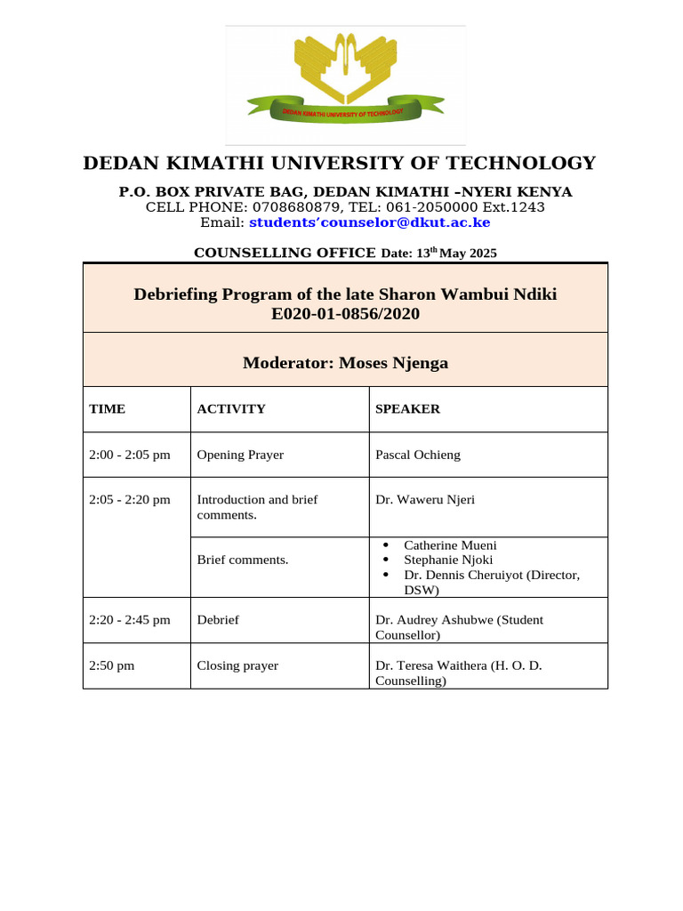 Debrief Program- Sharon Final | PDF