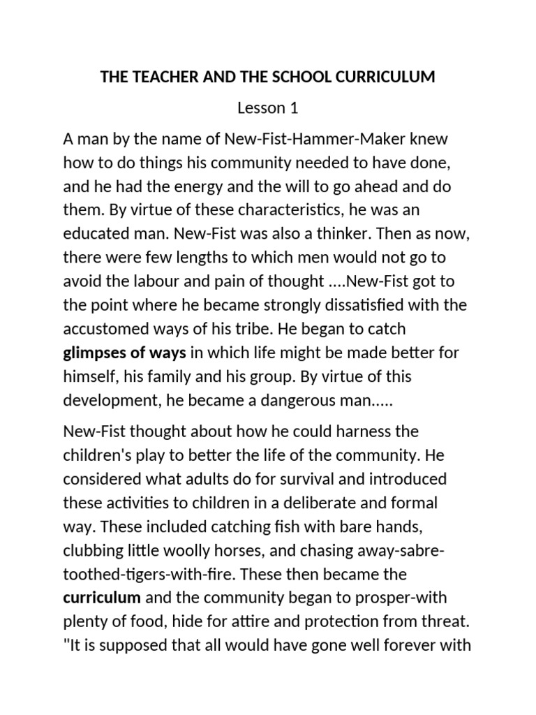 TSC - Material 1. Task 1. Saber-Tooth Curriculum | PDF