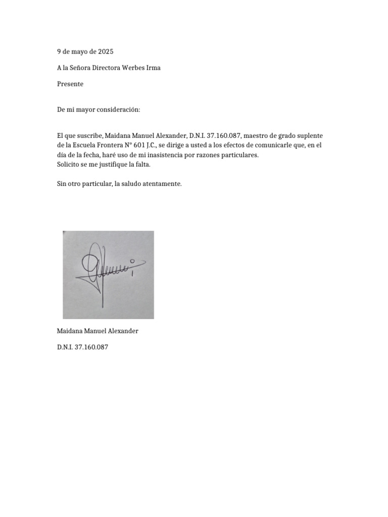 Nota Inasistencia Maidana | PDF