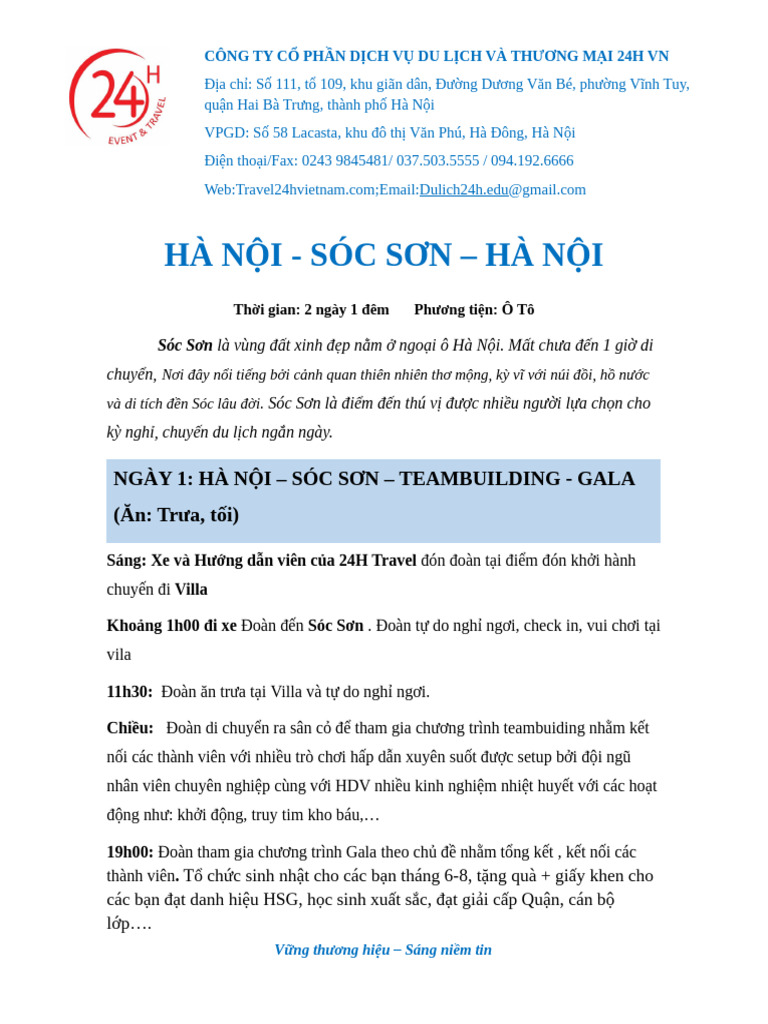 Hà N I Sóc Sơn 2n1d. Up Date | PDF