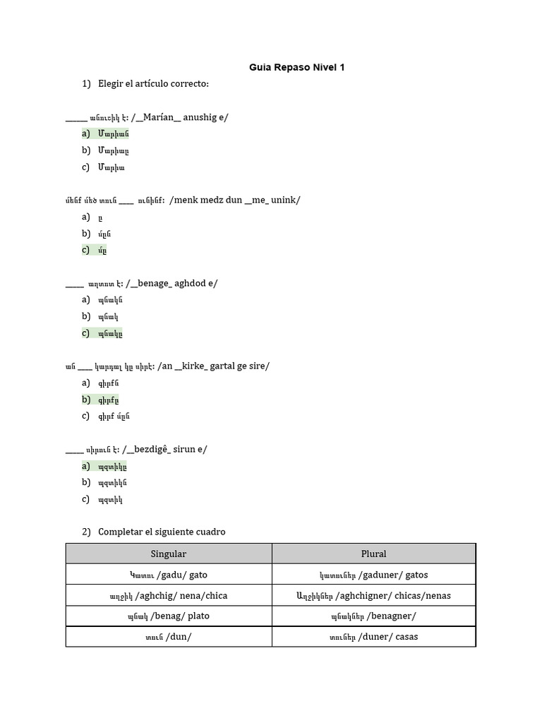 Guia Repaso Nivel 1 | PDF